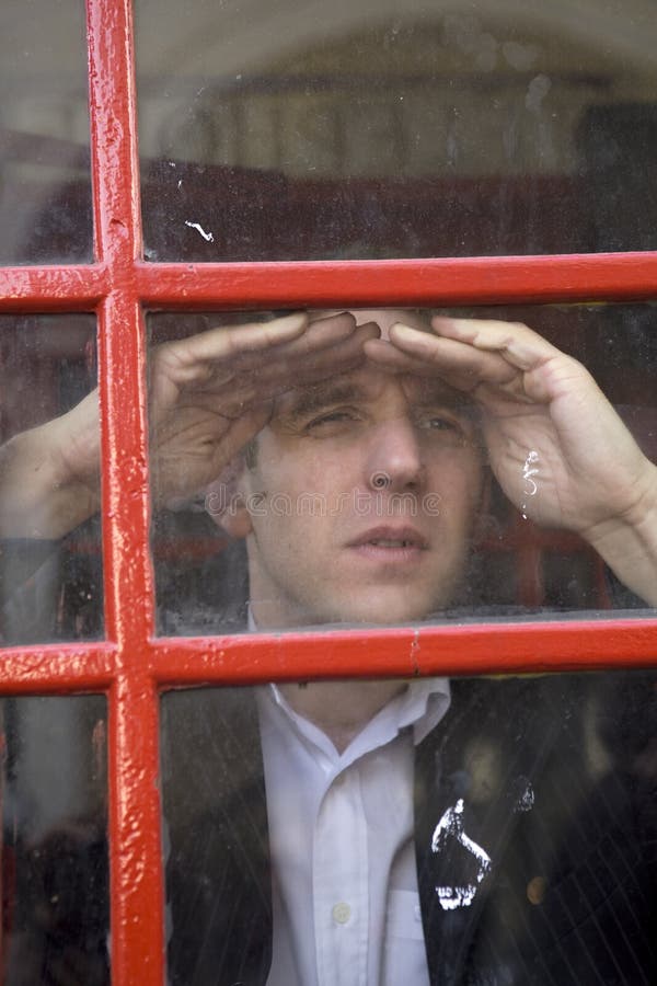 Man Inside Traditional English Booth Stock Image - Image of london ...