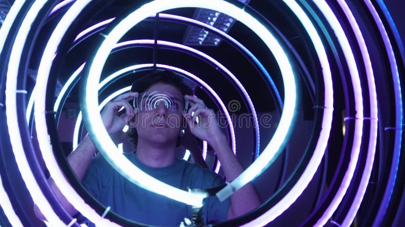 Man Inside Virtual Metaverse Stock Footage - Video of digital ...