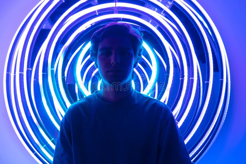 Man Inside Virtual Metaverse Stock Photo - Image of visualization, tech ...