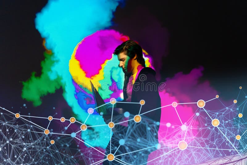 Man Inside Virtual Metaverse Stock Photo - Image of cosmos, teenage ...