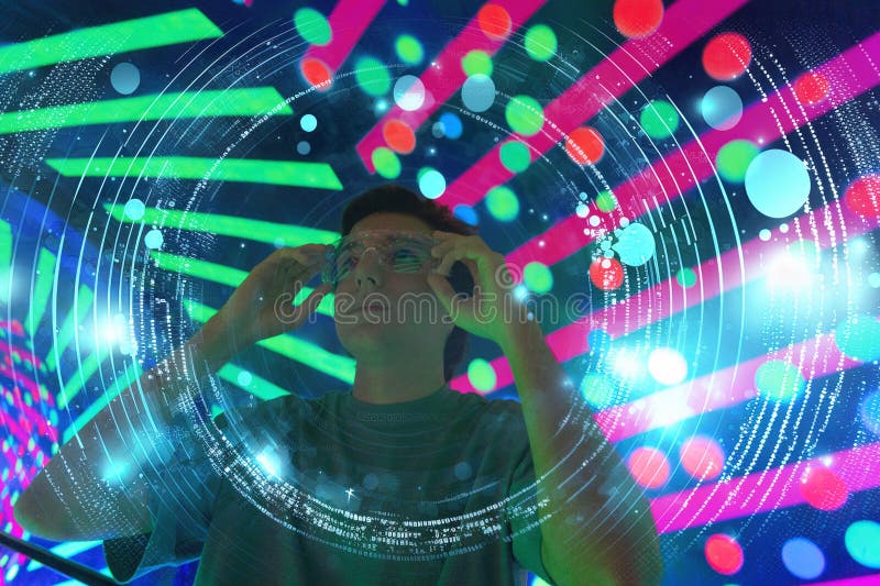 Man Inside Virtual Metaverse Stock Image - Image of tech, cyberspace ...