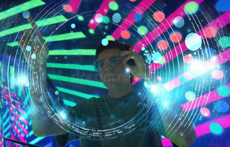 Man Inside Virtual Metaverse Stock Image - Image of glasses, game ...