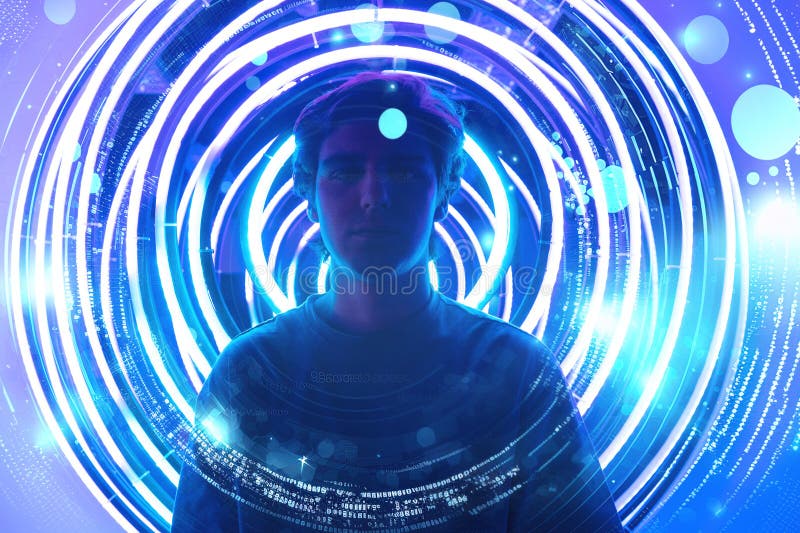Man Inside Virtual Metaverse Stock Photo - Image of universe ...