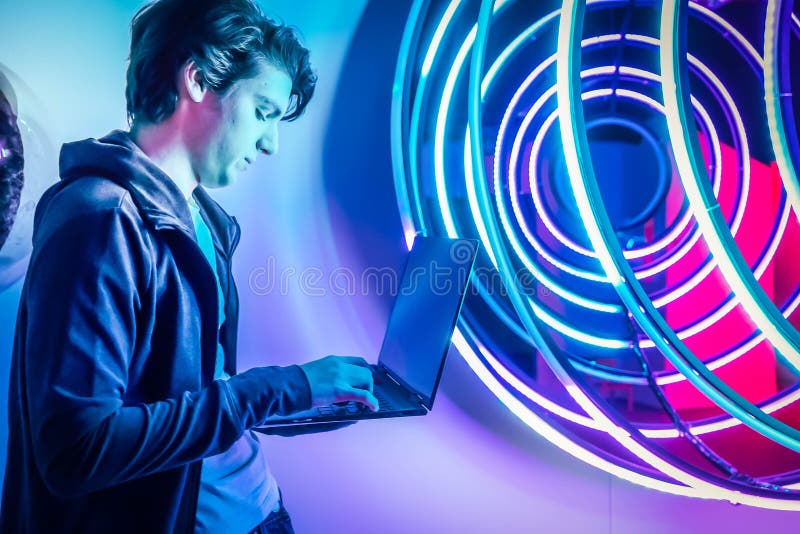 Man Inside Virtual Metaverse Stock Photo - Image of streaming, gamer ...