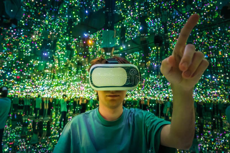 Man Inside Virtual Metaverse Stock Image - Image of connection, connect ...