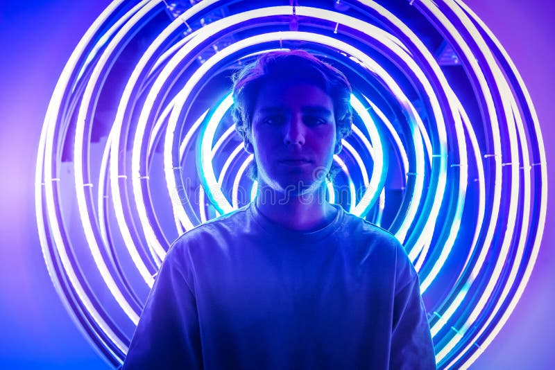 Man Inside Virtual Metaverse Stock Image - Image of colorful, network ...