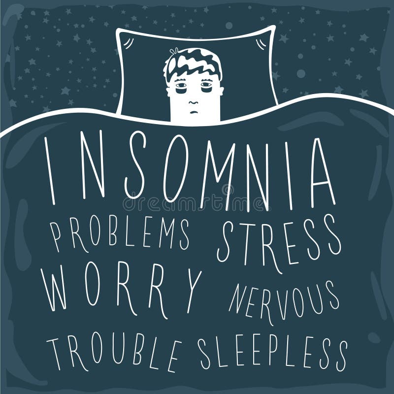 Man with insomnia stock vector. Illustration of blanket - 65766774