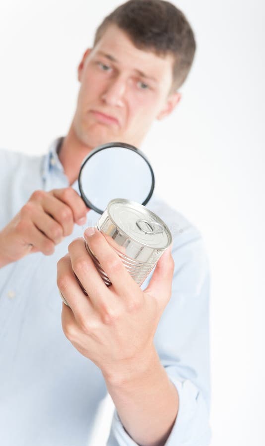Man Inspecting Nutrition Label Stock Image - Image of consumerism ...