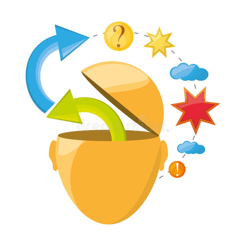 Man Inspired in Different Ideas and Knowledge Stock Vector ...