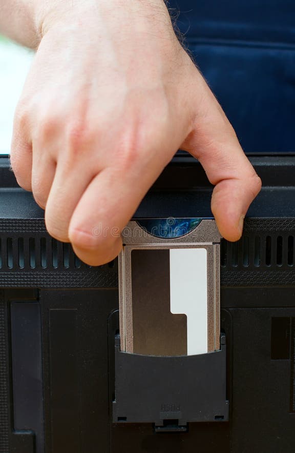 Man installing CAS. stock image. Image of decoding, conax - 85214325