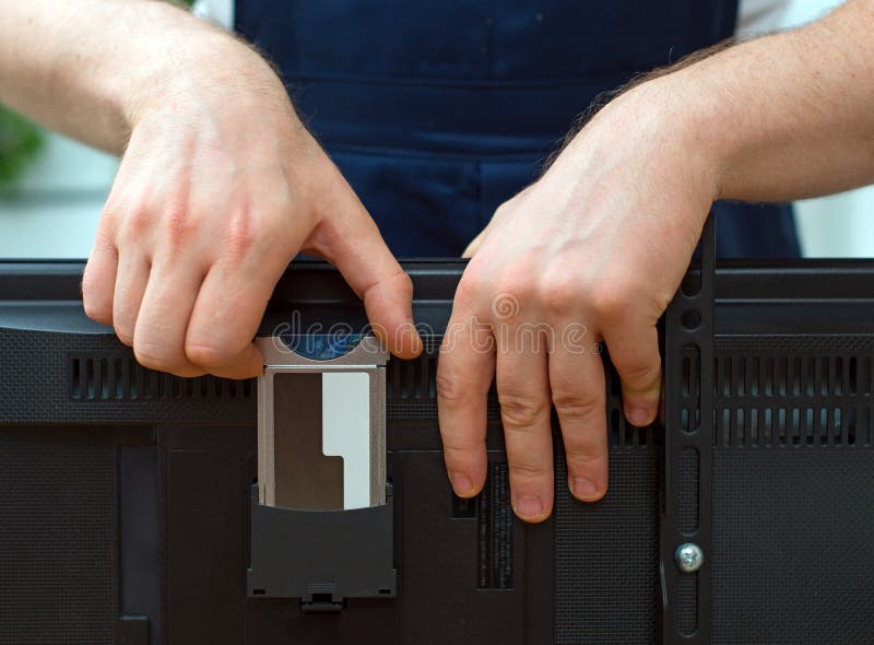 Man installing CAS. stock image. Image of personal, access - 85218315