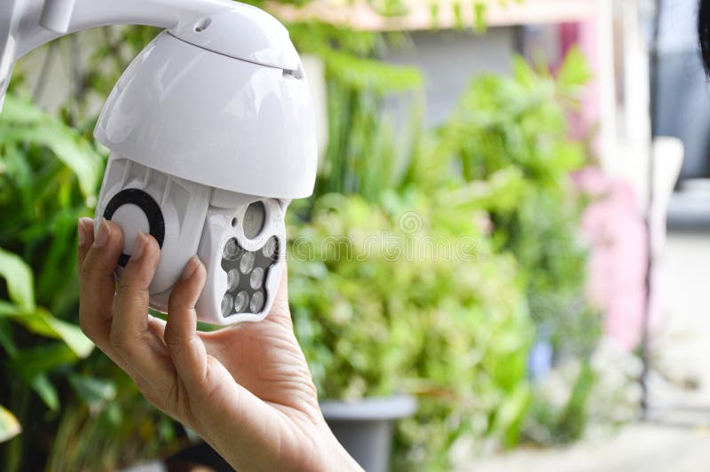 Man Installing IP CCTV or High Tech Surveillance System CCTV System ...