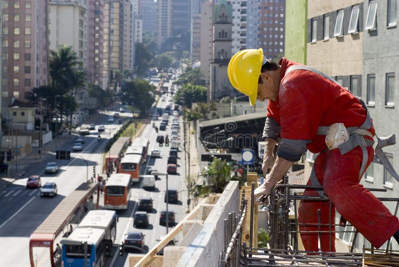 Construction Workers Work among Rebar - Horizontal Stock Photo - Image ...