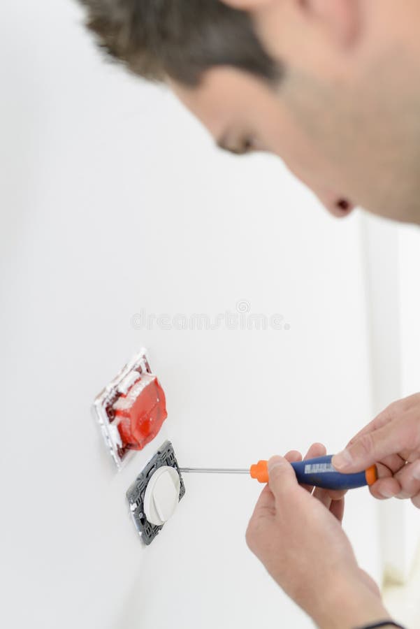 Man installing socket stock image. Image of tool, electrical - 267208473
