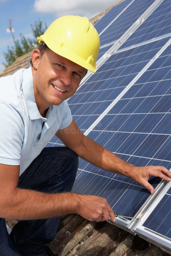 Working on Solar Panel stock image. Image of green, industrial - 9349639