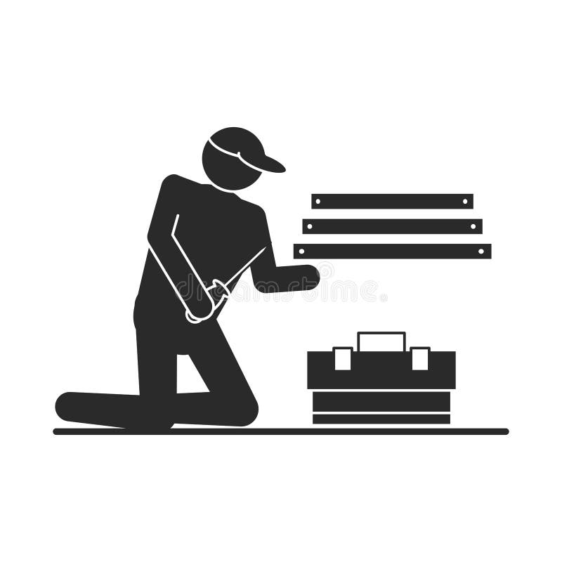 Man installing stairs stock vector. Illustration of icon - 227916720