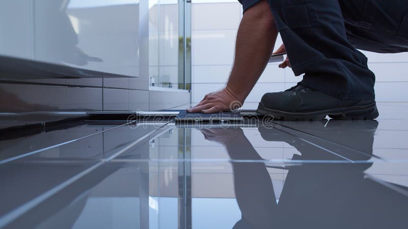 Man Installing Tiles on a Floor Stock Illustration - Illustration of ...