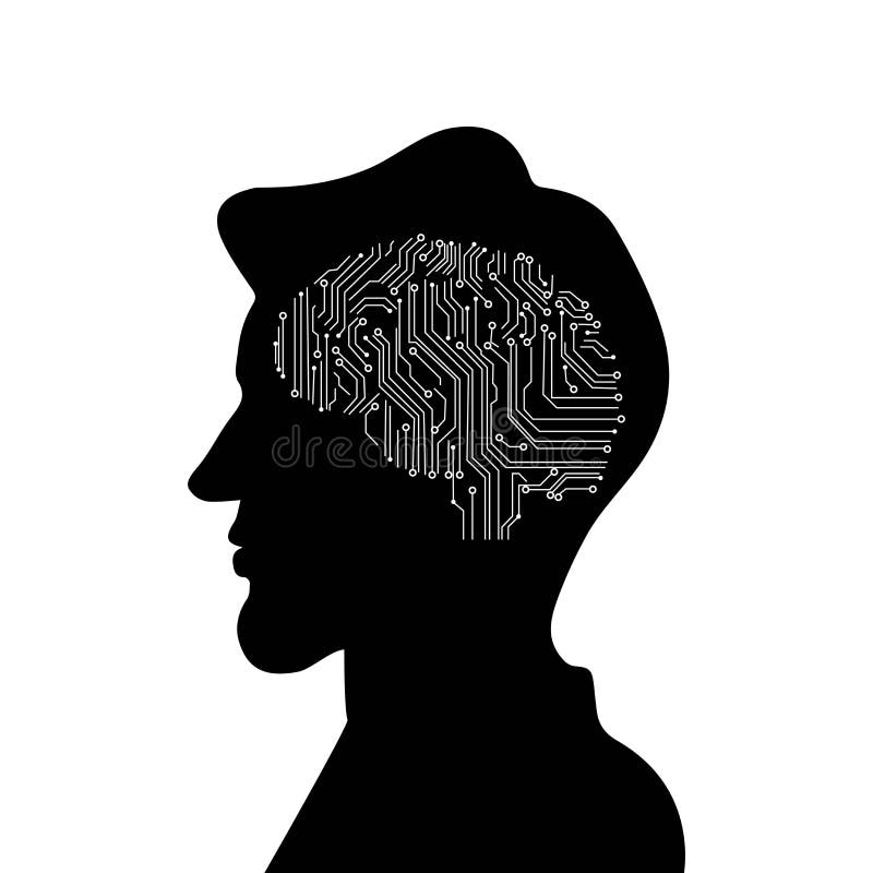 Man and intelligent brains stock illustration. Illustration of graphic ...