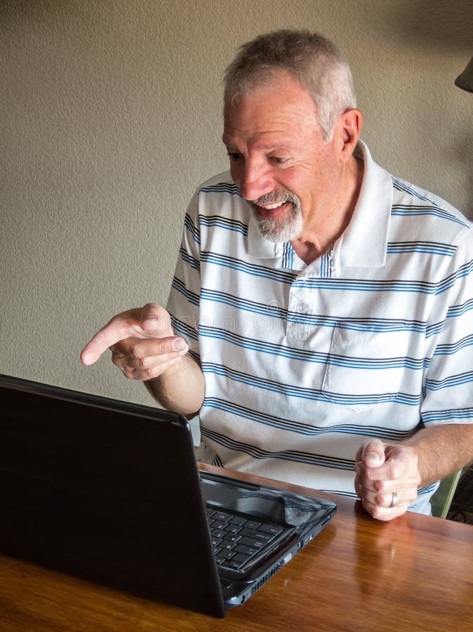 Man Interacting with Computer Stock Image - Image of internet ...