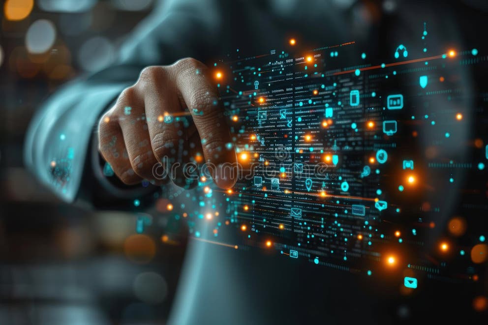 A Man Interacts with a Digital Representation of Data, Highlighting the ...