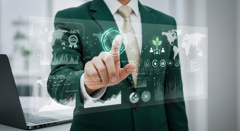 Businessman Using Digital Interface for Esg Sustainable Business ...