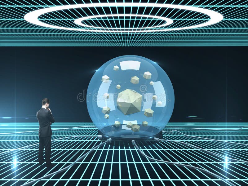 Man in interface world stock image. Image of network - 32874891