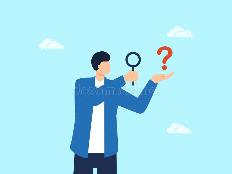 Man Investigating Question Mark, Problem Solving, Magnifying Glass ...