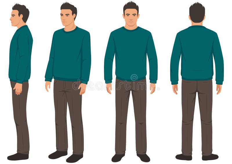 Man Isolated, Front, Back and Side View Stock Vector - Illustration of ...