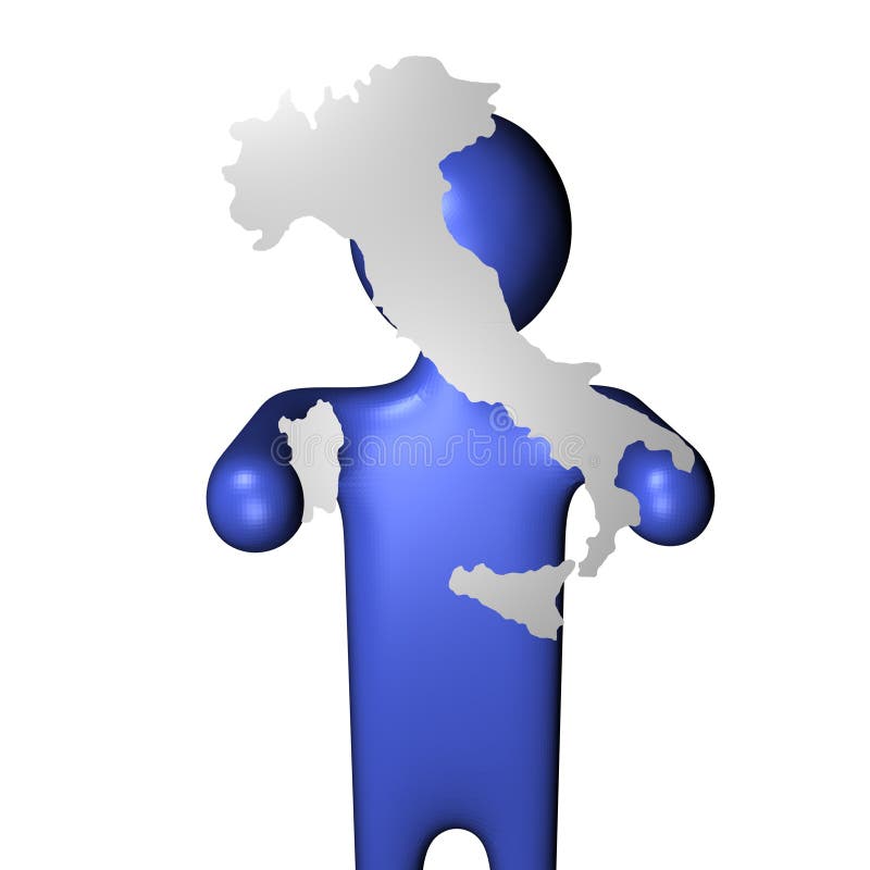 Man with Italy map sign stock illustration. Illustration of sign - 9186227