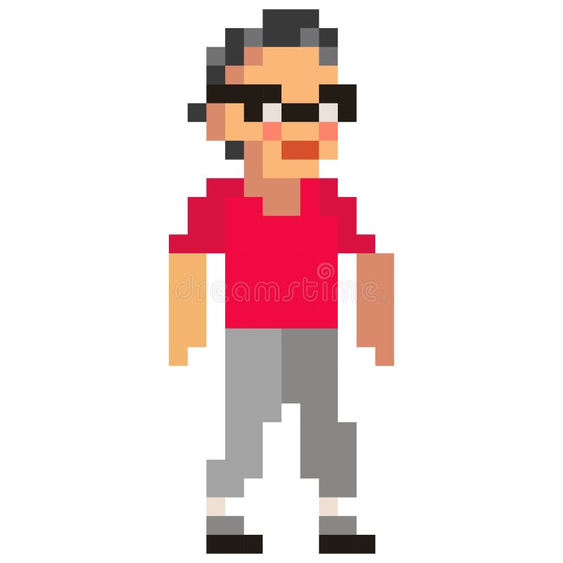 A Man in a Jacket and a Cap. Pixel Art. Vector Illustration. Stock ...