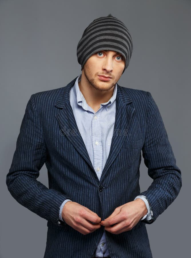 Man in jacket and hat stock image. Image of cheerful - 38465739