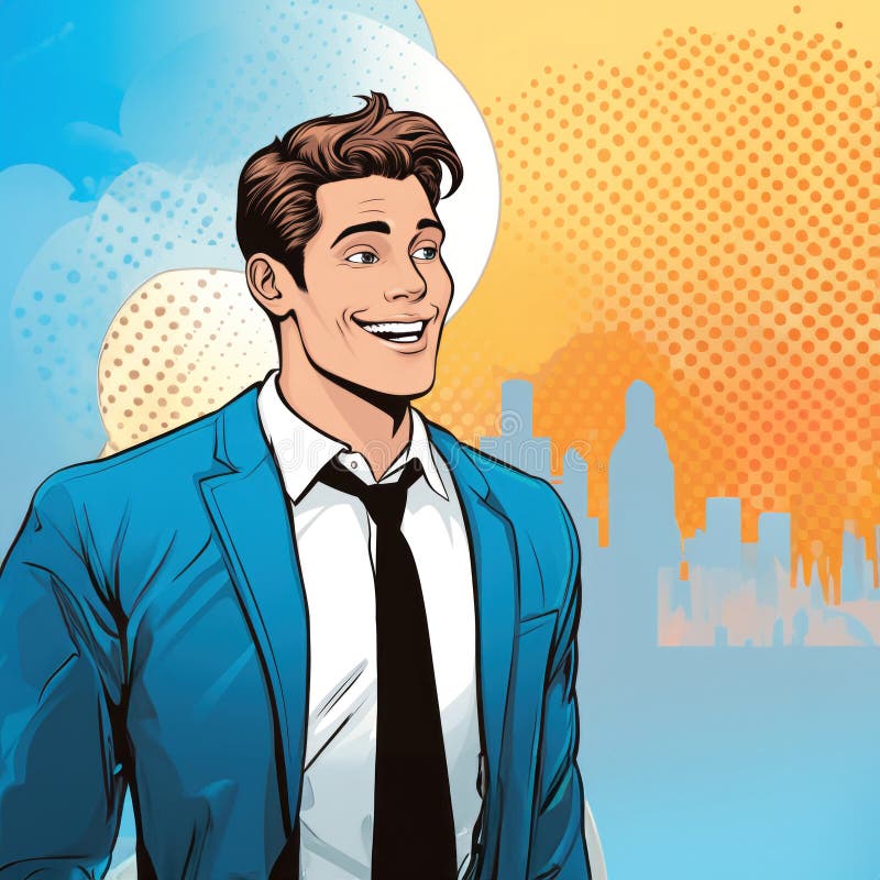 Man in a Jacket in Pop Art Style, Comic Style Stock Illustration ...