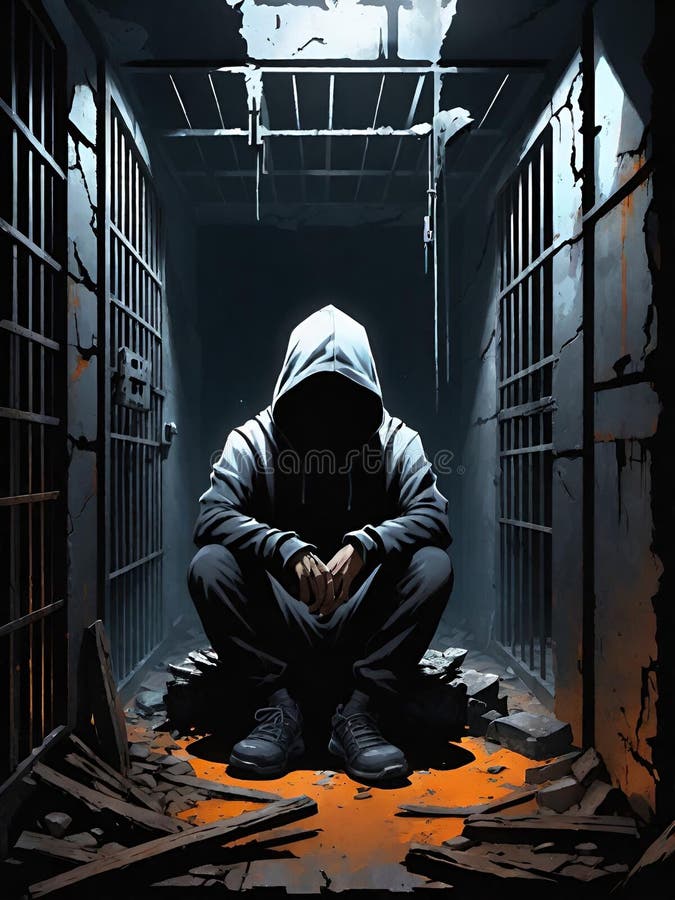Man in the Jail, Prison Concept Stock Illustration - Illustration of ...