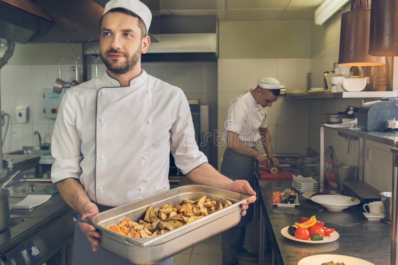 Man Japanese Restaurant Chef Cooking in the Kitchen Stock Photo - Image ...