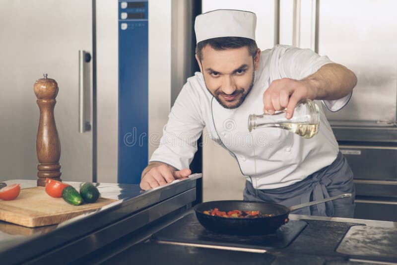 Man Japanese Restaurant Chef Cooking in the Kitchen Stock Image - Image ...
