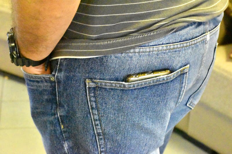 Man in a Pocket Mobile Phone Smartphone and a Power Bank Pattern Stock ...