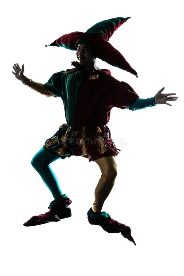 Man in Jester Costume Silhouette Jumping Stock Photo - Image of joker ...