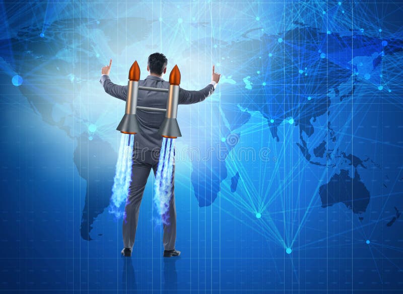 Man with Jet Pack in Business Concept Stock Image - Image of business ...