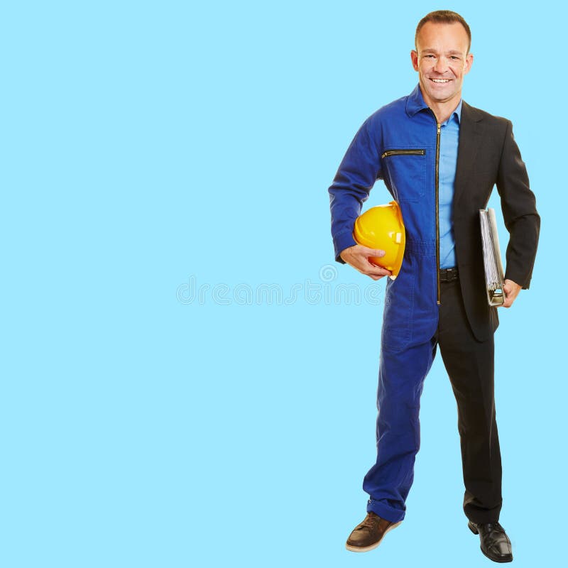 Man between Job Change in Work Clothes Stock Image - Image of merchant ...