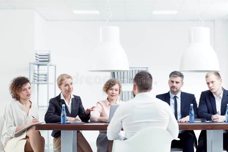 Man during job interview stock photo. Image of desk, management - 92599856