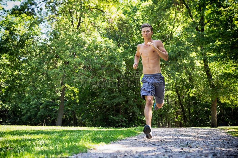 Man Jogging Outdoors stock image. Image of dirt, horizontal - 33531377
