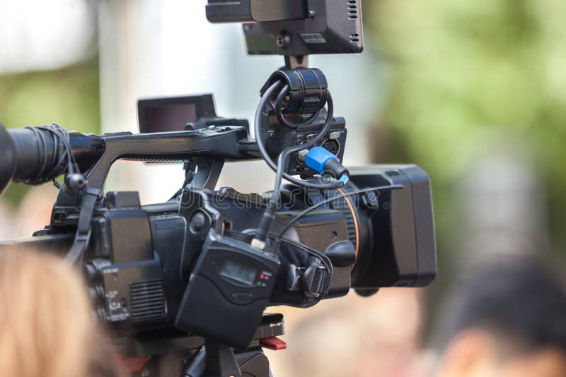 Man Journalist with a Modern Large Black Video Camera Stock Image ...