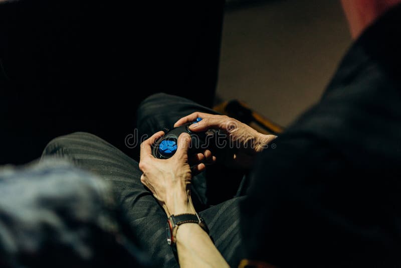 Man Joystick Hands Control Game Direction Speed Stock Photo - Image of ...
