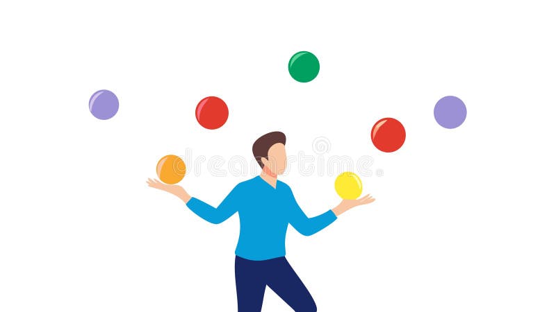 Man Juggling Balls, Skillful Performance Entertainment, Vector Design ...