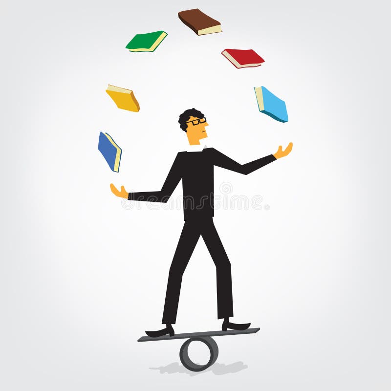 Man juggling books stock vector. Illustration of element - 23845414