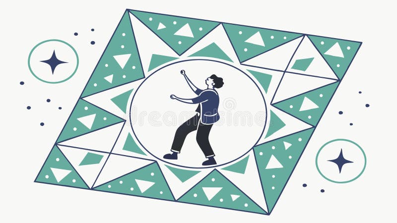 Man Juggling Stars within a Geometric Triangle Frame Illustration ...