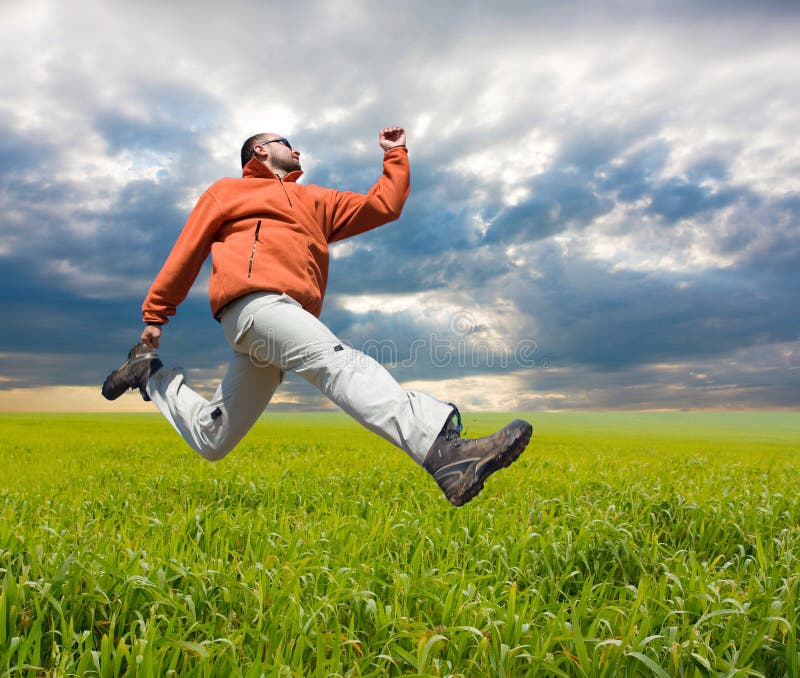 Happy Indian Person Jumping in Mid Air Stock Photo - Image of leap ...