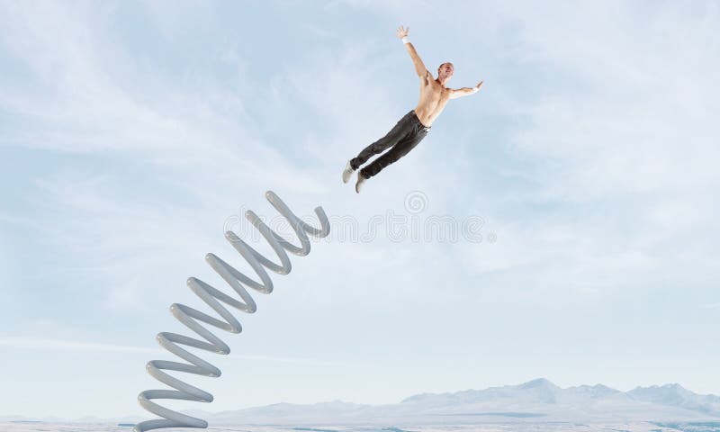 Man jump on springboard stock photo. Image of leader - 63598860