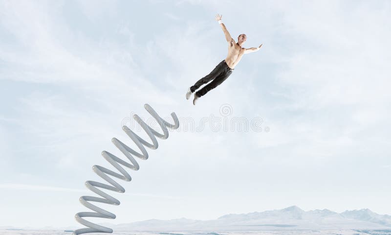 Man jump on springboard stock photo. Image of metallic - 63705086