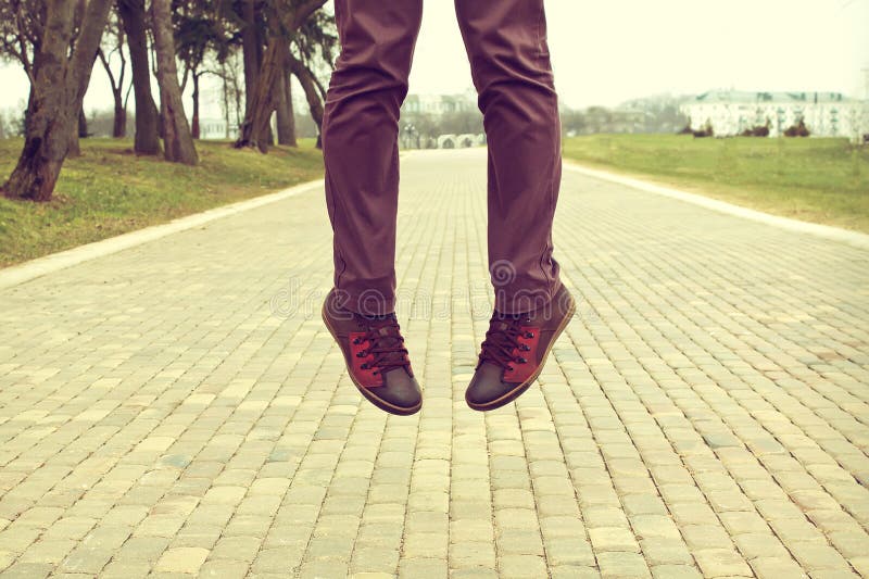 Man jumped stock image. Image of feet, jump, weather - 38455125